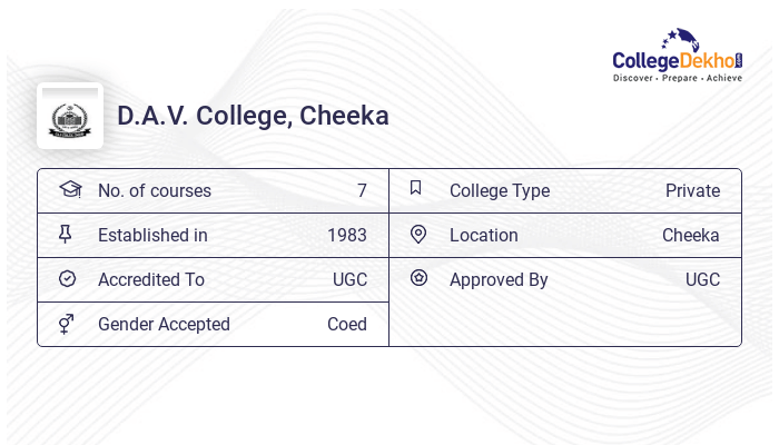D.A.V. College (DAVC), Cheeka - Admission 2024, Fees, Courses ...