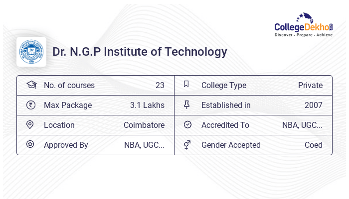 Dr. N.G.P Institute of Technology Fees Structure & Courses List 2024-25