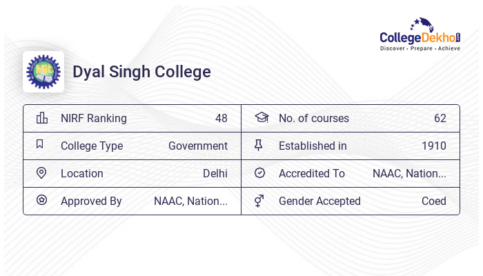Dyal Singh College Admission 2024 - Dates, Form, Online Process, Fees