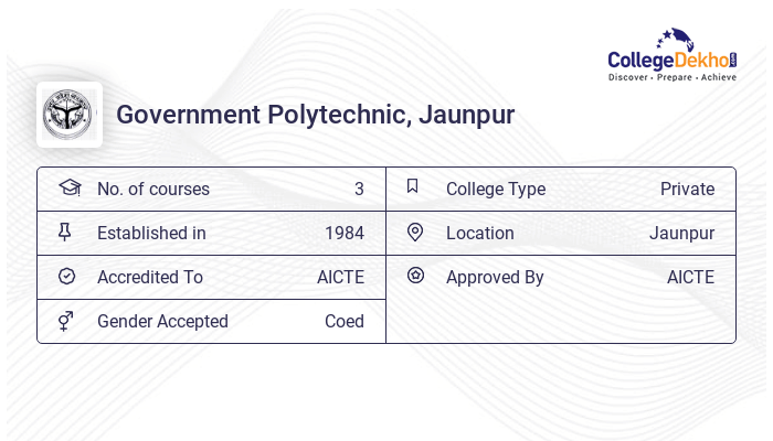Government Polytechnic (GPJ), Jaunpur Fees Structure & Courses List 2024-25