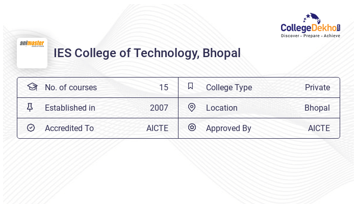 IES College of Technology, Bhopal Fees Structure & Courses List 2024-25