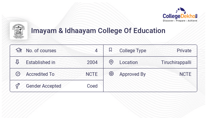 B.Tech at Imayam & Idhaayam College Of Education : Courses & Fees 2024