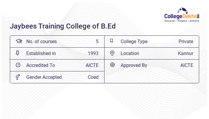 Jaybees Training College of B.Ed - Admission 2024, Fees, Courses, Placement, Ranking