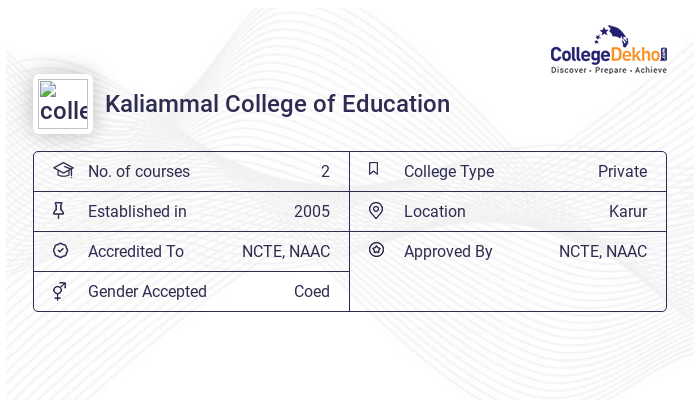 Kaliammal College of Education Fees Structure & Courses List 2024-25