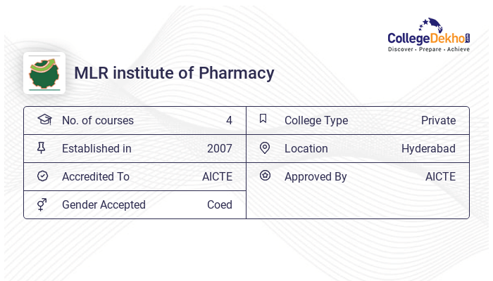 MLR institute of Pharmacy Fees Structure & Courses List 2024-25