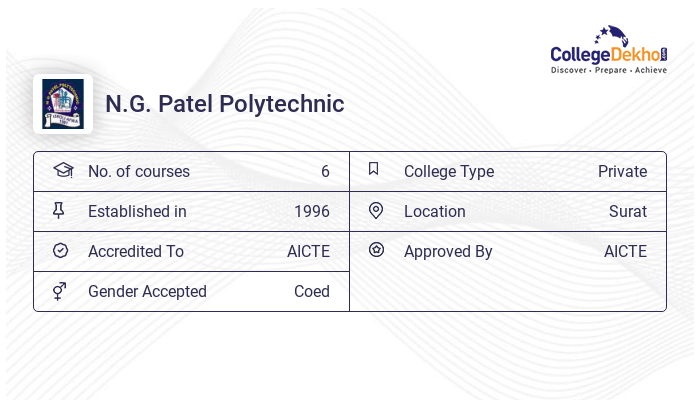 N.G. Patel Polytechnic - Admission 2024, Fees, Courses, Placement, Ranking
