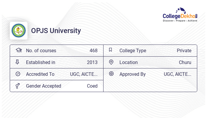 OPJS University, Churu Fees Structure & Courses List 2024-25