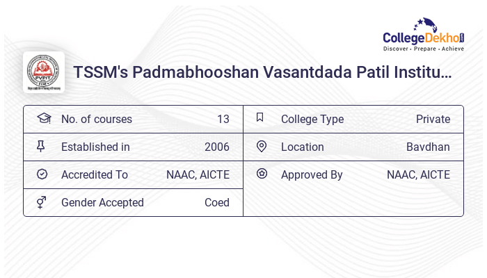 TSSM's Padmabhooshan Vasantdada Patil Institute of Technology, Bavdhan ...