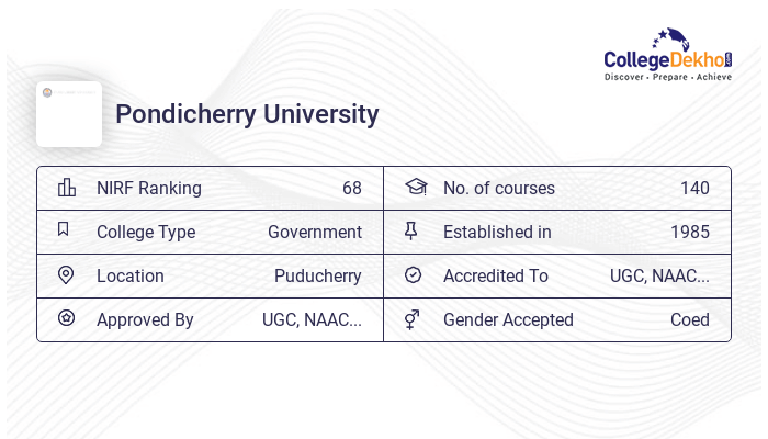 Pondicherry University, Puducherry - Application Process, Eligibility
