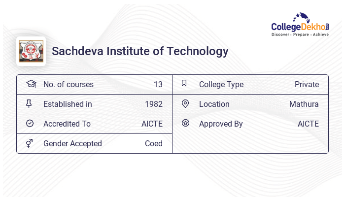 Sachdeva Institute of Technology - Admission 2024, Fees, Courses, Placement, Ranking