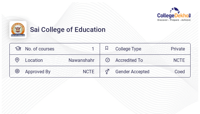 Sai College of Education - 2024 Admission, Fees, Courses, Ranking ...