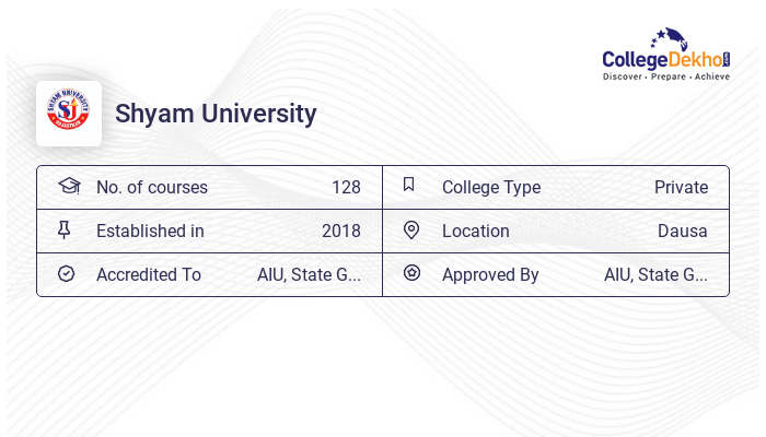 Shyam University Admission 2024 - Dates, Form, Online Process, Fees