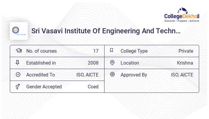 Sri Vasavi Institute Of Engineering And Technology Admission 2024 ...