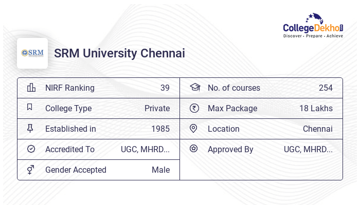 SRM University Chennai Admission 2024 - Dates, Form, Online Process, Fees