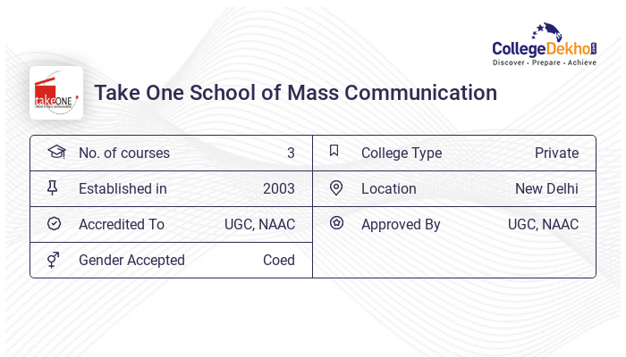 Take One School of Mass Communication - Admission 2024, Fees, Courses ...