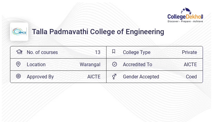 TPCE Warangal Campus Facilities - Hostel Fees, Infrastructure, Address