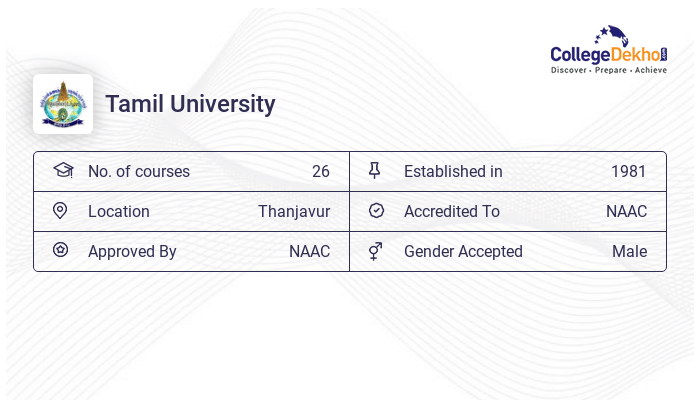 Tamil University Fees Structure & Courses List 2024-25