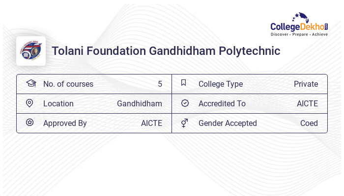 Tolani Foundation Gandhidham Polytechnic - Admission 2024, Fees ...