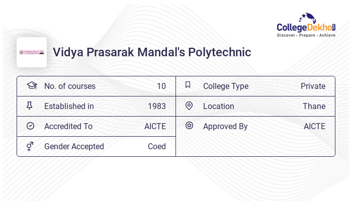 Vidya Prasarak Mandal's Polytechnic Fees Structure & Courses List 2024-25