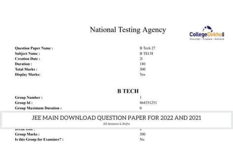 JEE Main January 2023: Download question paper for 2022 and 2021 exams ...