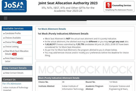 JoSAA Mock Seat Allotment 2023 Download Link Activated | CollegeDekho