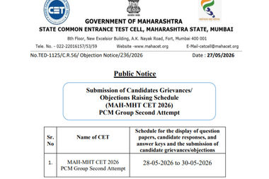MHT CET PCM 2nd Attempt Response Sheet 2026 (OUT) LIVE: Answer Key Link ...