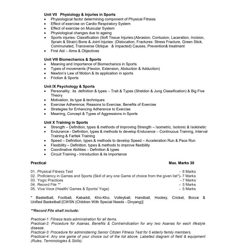 Bihar Board Class 12 Physical Education Syllabus 2023-24 - BSEB 12th ...